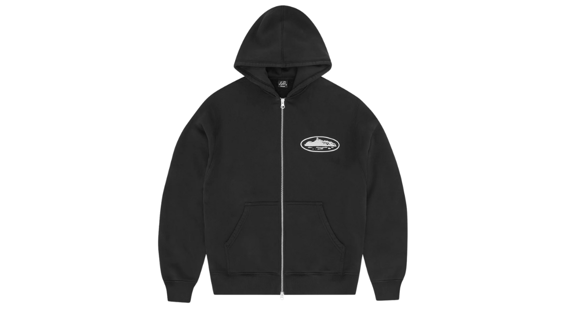 Corteiz Island Puff Print Zip Hoodie Black – Takeoff Copenhagen