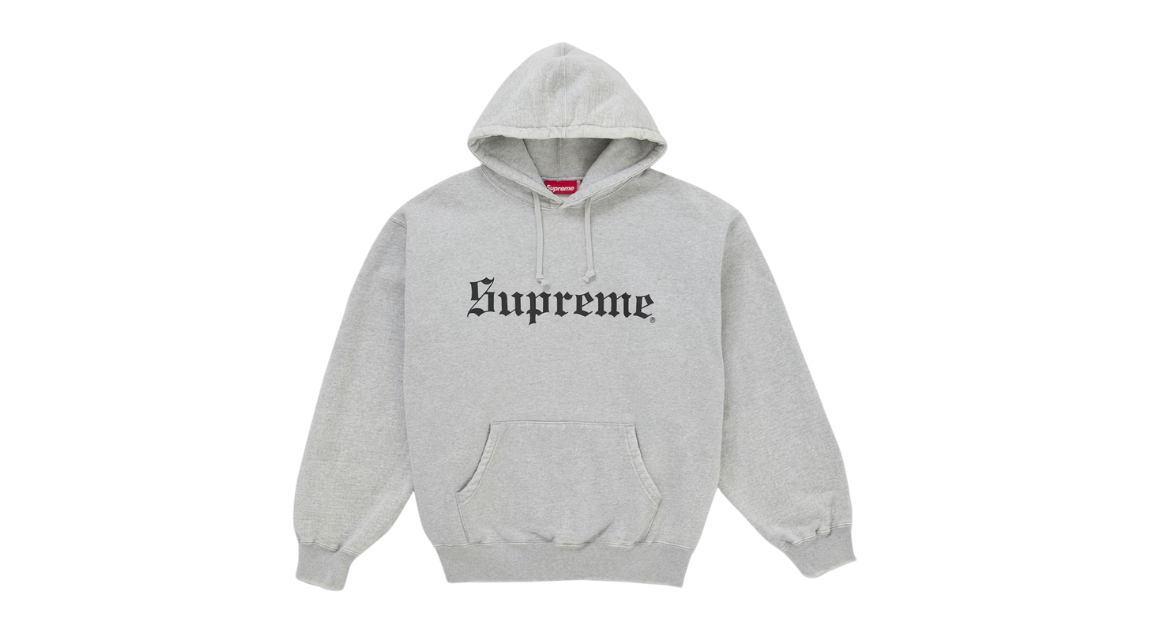 Supreme Washed Old English Hooded Sweatshirt Grey – Takeoff Copenhagen