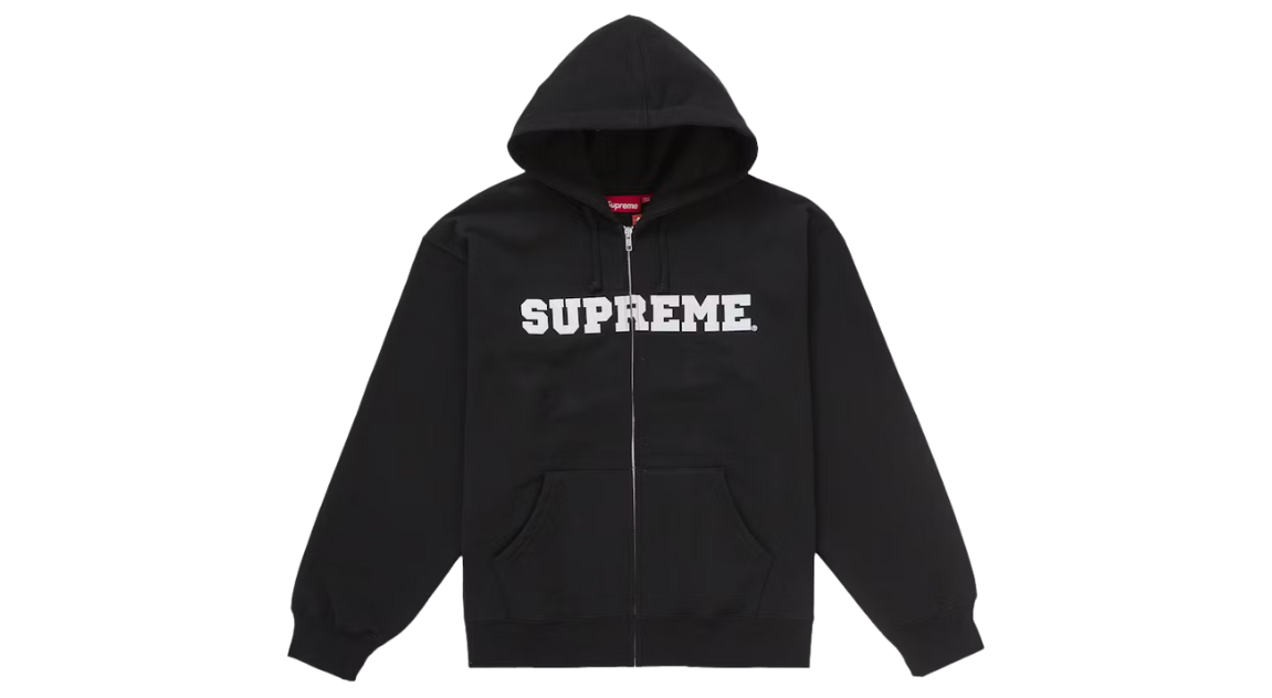 Supreme Collegiate Applique Zip Up Hoodie Black – Takeoff Copenhagen